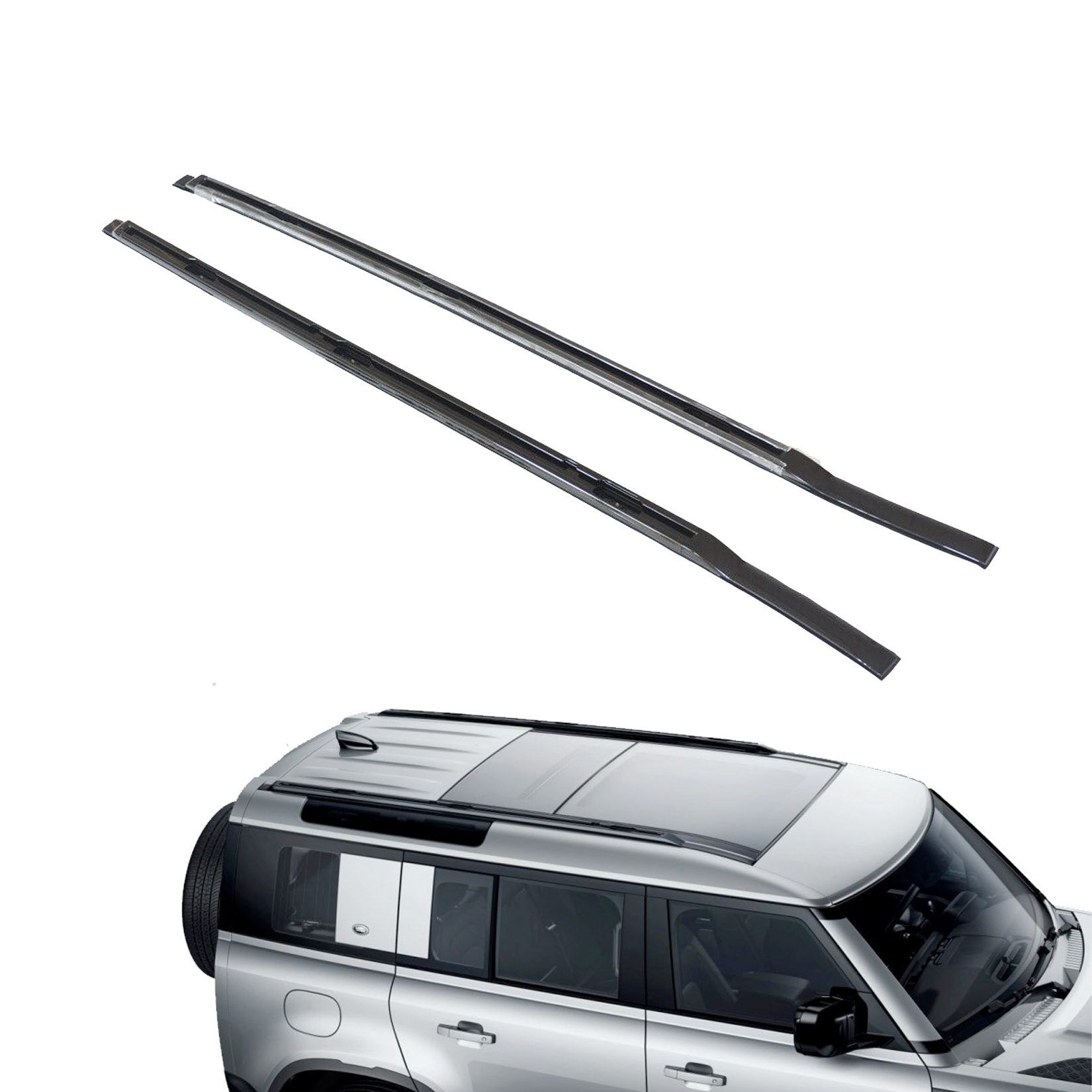 Assetti Aluminium Gloss Black Roof Rails for Land Rover Defender 110 ...